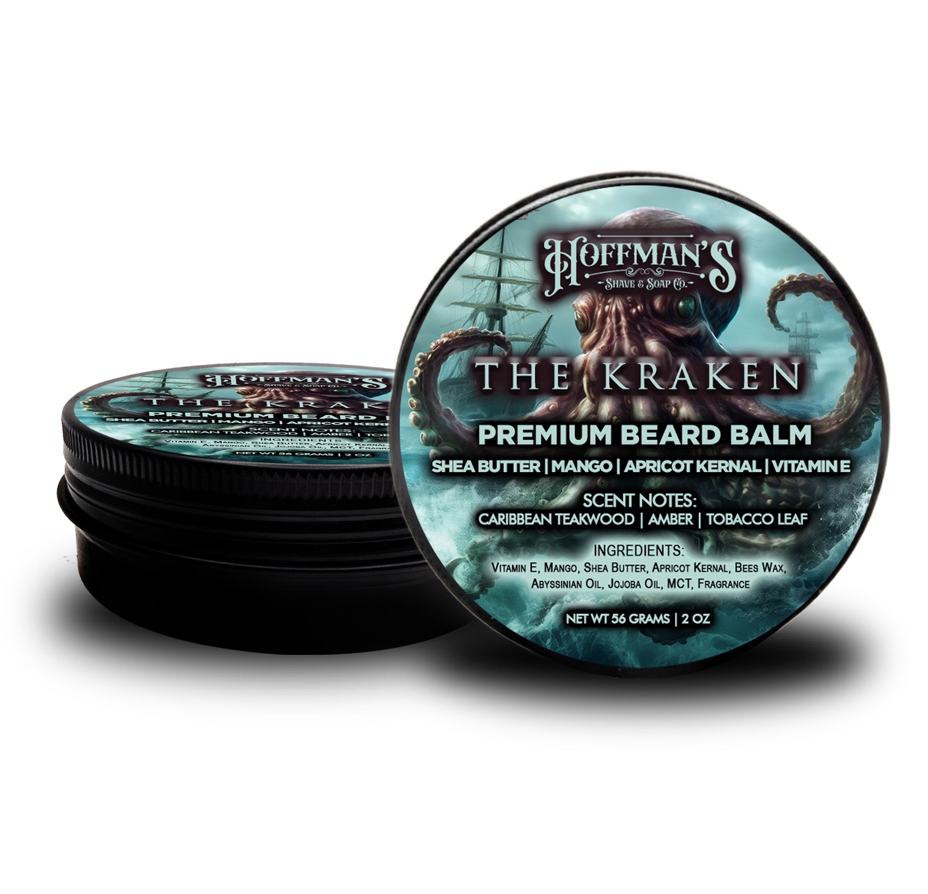The Kraken (Caribbean Teakwood, Amber, Tobacco Leaf) 2oz Premium Beard ...